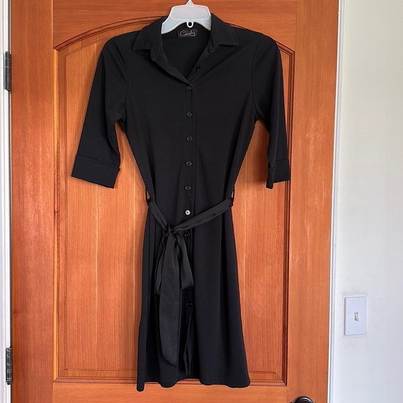 Dresses | Versatile Buttonuptie Waist Womens Black Dress | Poshmark